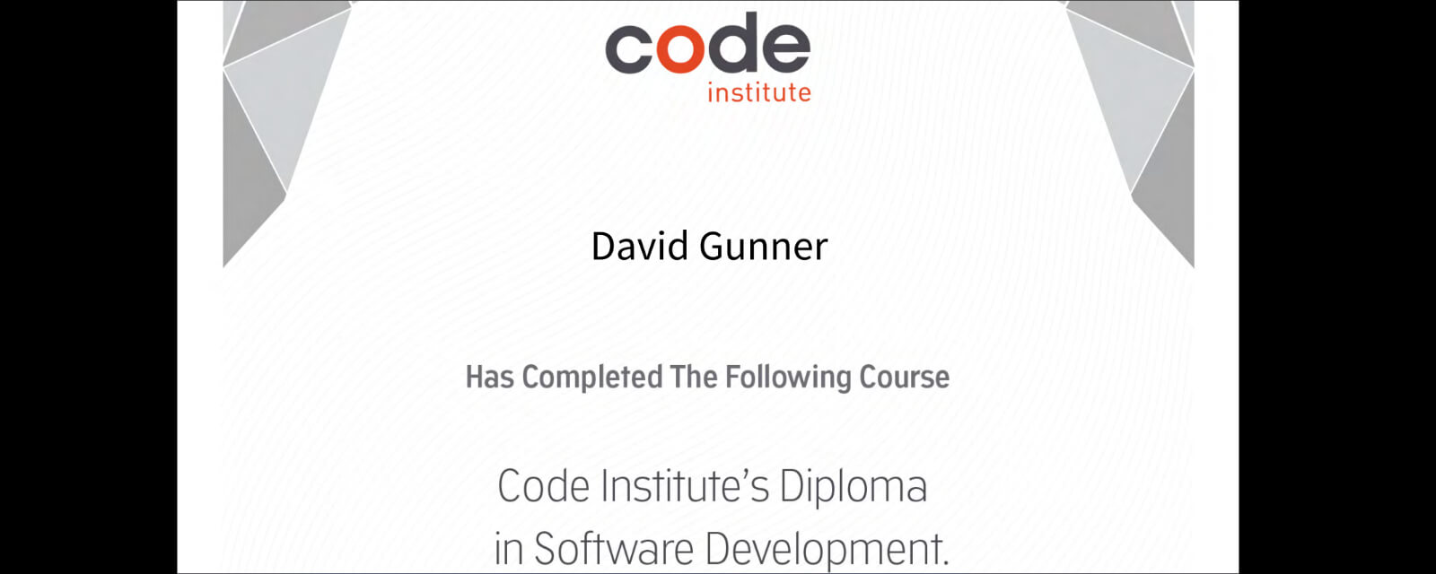 Full Stack Software Development Diploma Certificate | gunnerjnr.uk